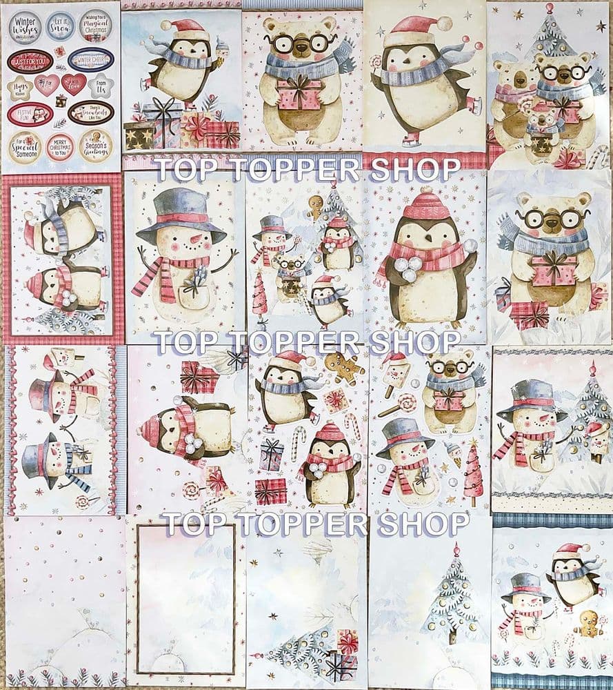 20 A6 Christmas Toppers from Hunkydory The Little Book of Winter Friends
