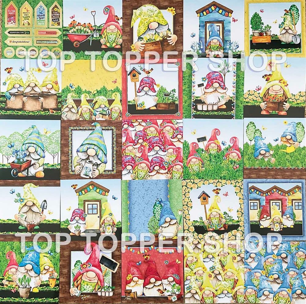20 Sheets From The Square Little Book of Gnome Sweet Gnome - Hunkydory ...
