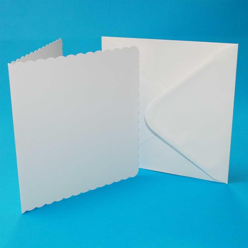 8x8" White Scallop Edge Card Blanks & Envelopes 5 Pack