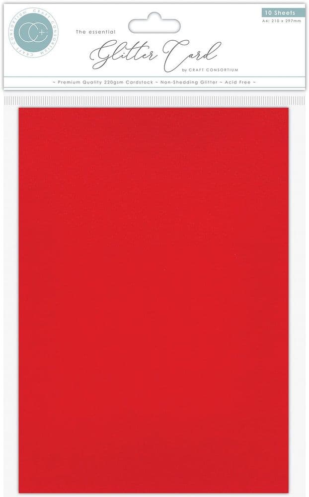 A4 Red Glitter Card Non Shedding - Choose 1 Sheet or Pack of 10