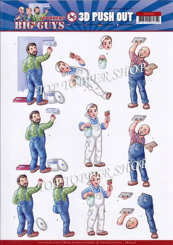 Big Guys Handyman Die Cut Decoupage Sheet Yvonne Creations Push Out SB10448