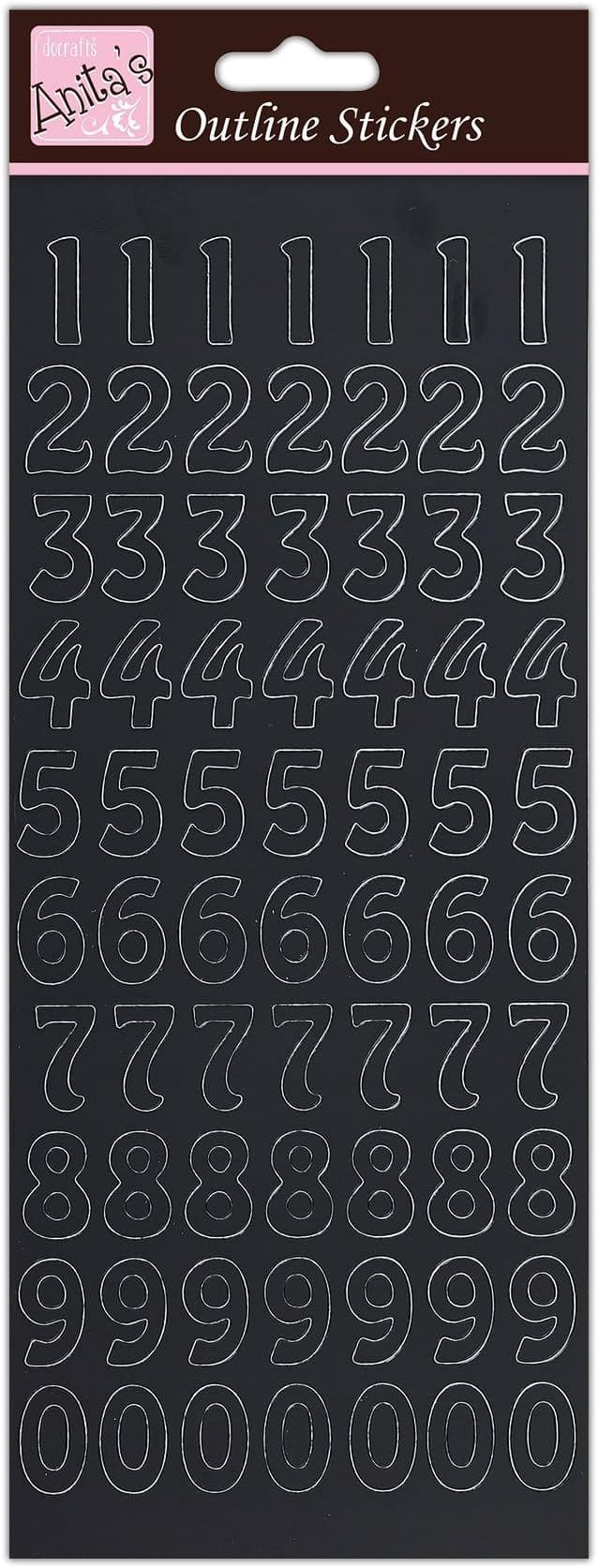 Black Large Numbers Peel Off Stickers - Docraft Anita s Outline ...