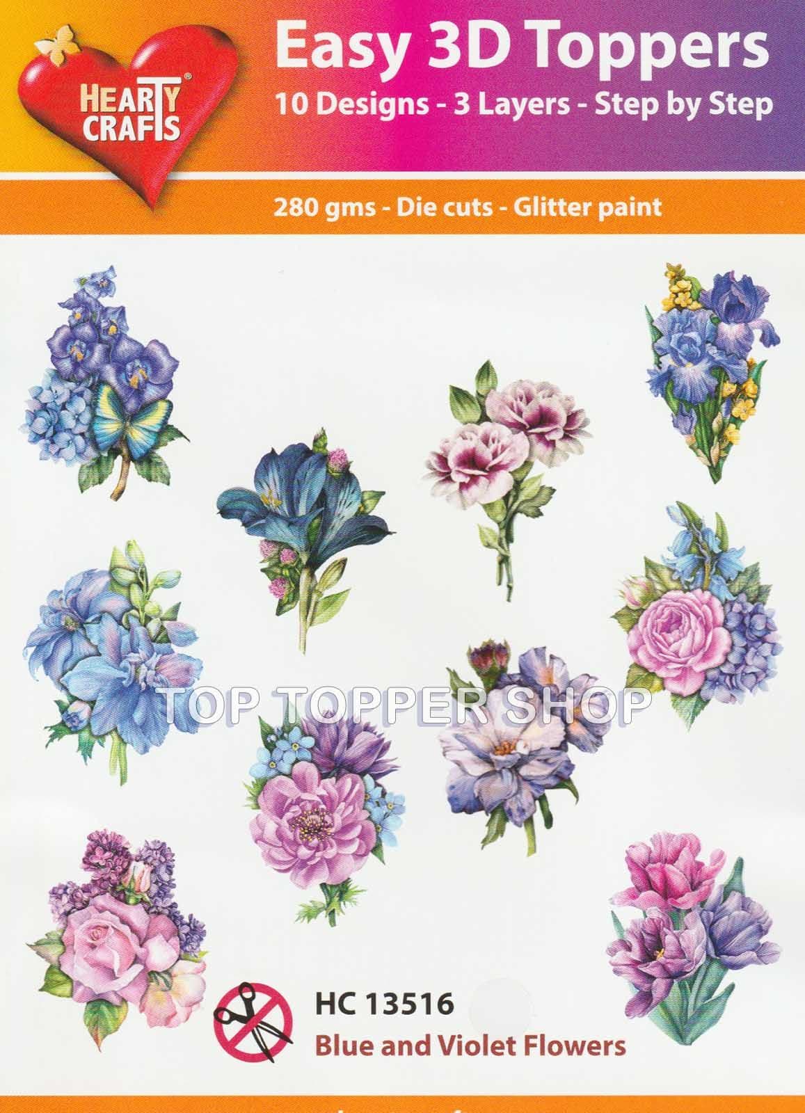 Blue & Violet Flowers 10 Easy 3d Die Cut Decoupage Toppers Hearty ...