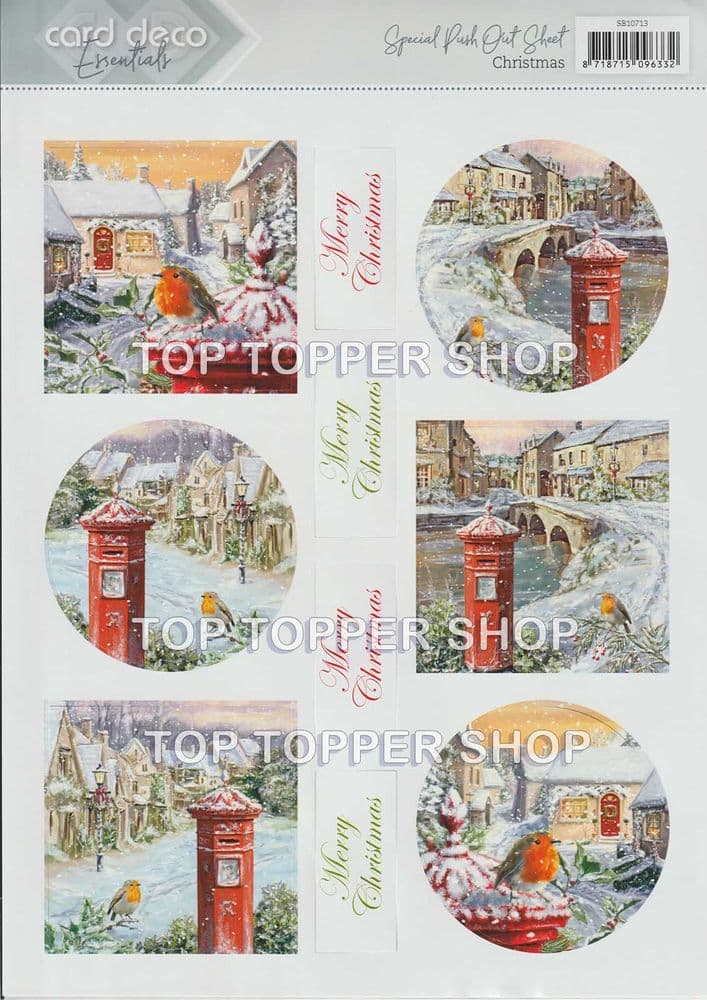 Christmas Robin & Post Box A4 Die Cut Card Toppers - Card Deco Push Out ...