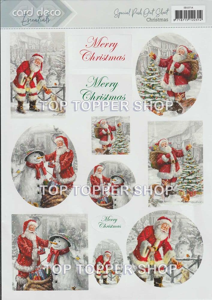 Christmas Santa & Snowman A4 Die Cut Card Toppers - Card Deco Push Out ...