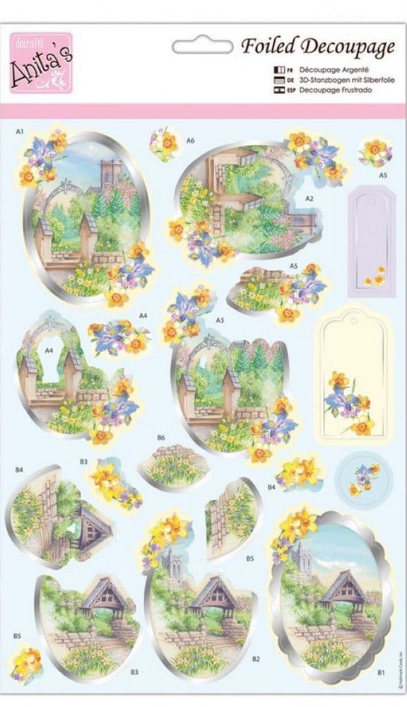 Church in Spring Anita s Foiled Die Cut Decoupage Sheet 169836