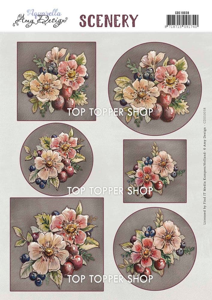 Dark Pink Flowers A4 Die Cut Card Toppers Yvonne Creations Push Out ...