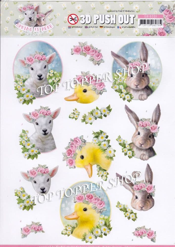 Easter Babies Spring is Here Die Cut Decoupage Sheet Amy Design Push ...
