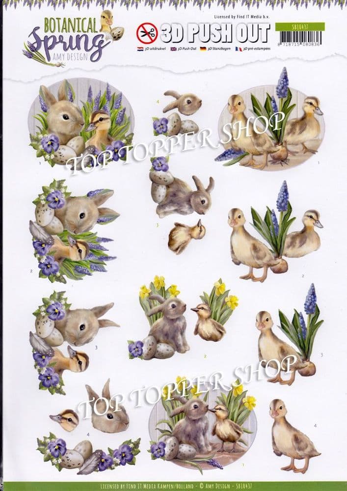 Easter Best Friends Botanical Spring Die Cut Decoupage Sheet Amy Design ...