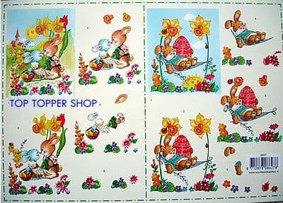 EASTER BUNNIES DECOUPAGE SHEET 8627