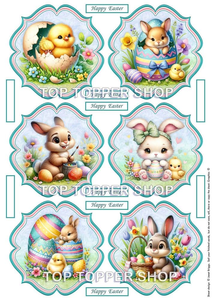 Easter Chicks & Bunnies - 6 Card Toppers TTSTOP33
