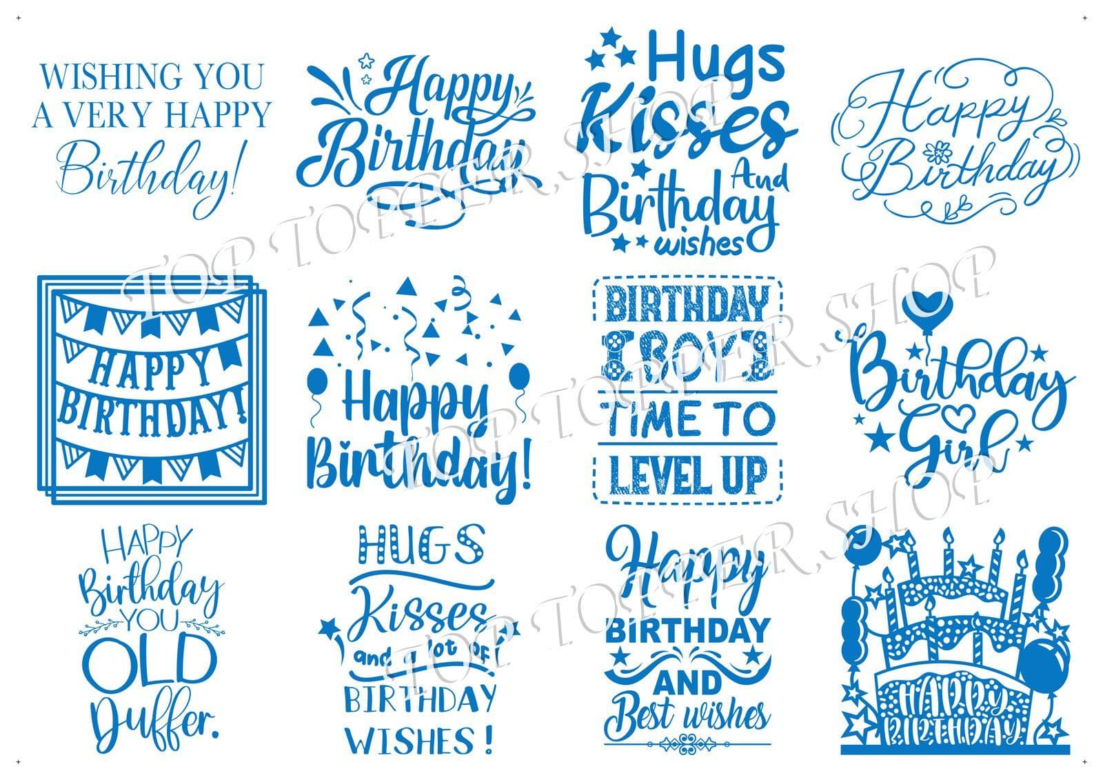 Easy Peel Off Transparent Stickers Birthday Sentiments Choose Colour ...