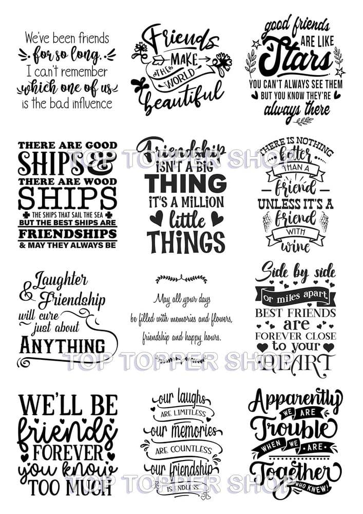 Easy Peel Off Transparent Stickers Friends Verses Choose Matt or Gloss F1