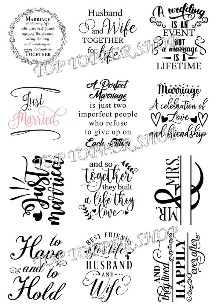Easy Peel Off Transparent Stickers Wedding Day Verses Choose Matt or ...
