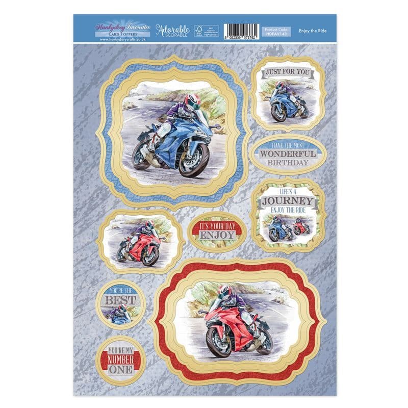 Enjoy the Ride - Hunkydory Favourites Toppers A4 Sheet