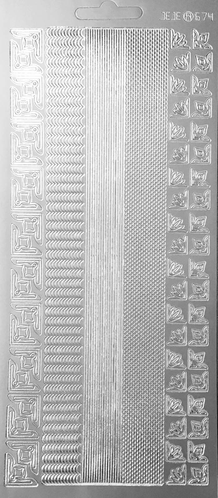 FINE BORDERS & CORNERS SILVER PEEL OFF STICKERS 1 4201