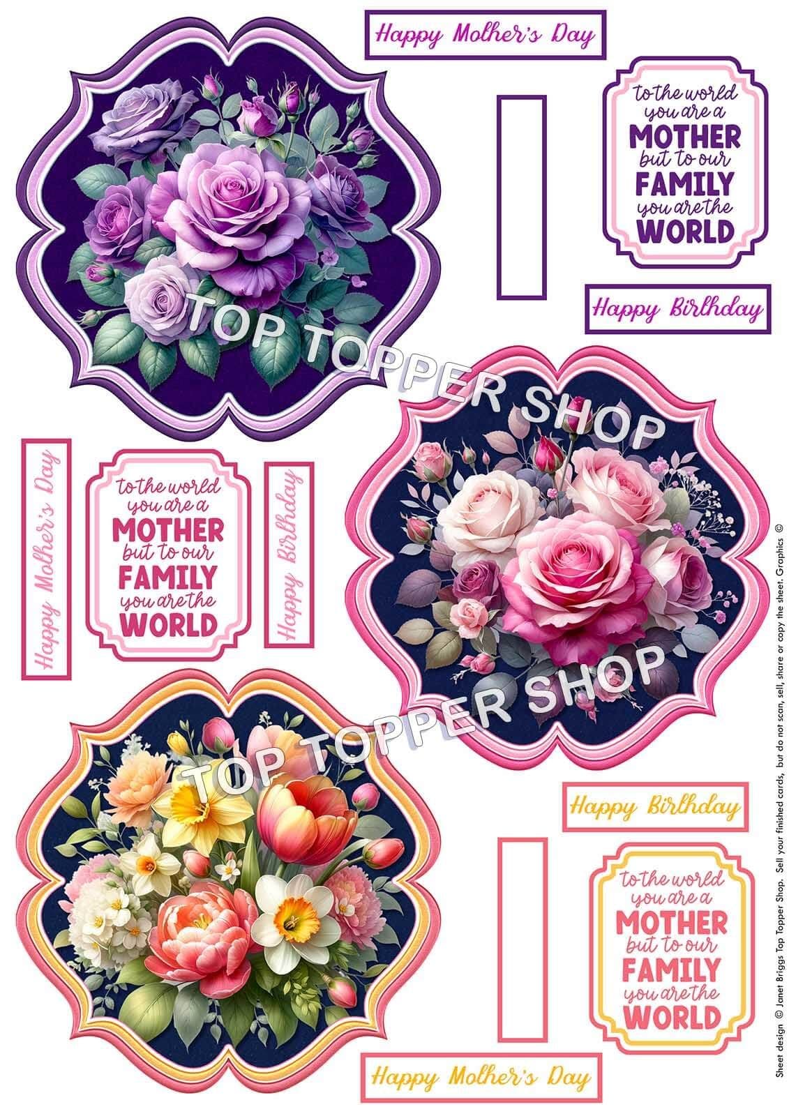 Floral Sprays Toppers for Card Making 290gsm TTSTOP14