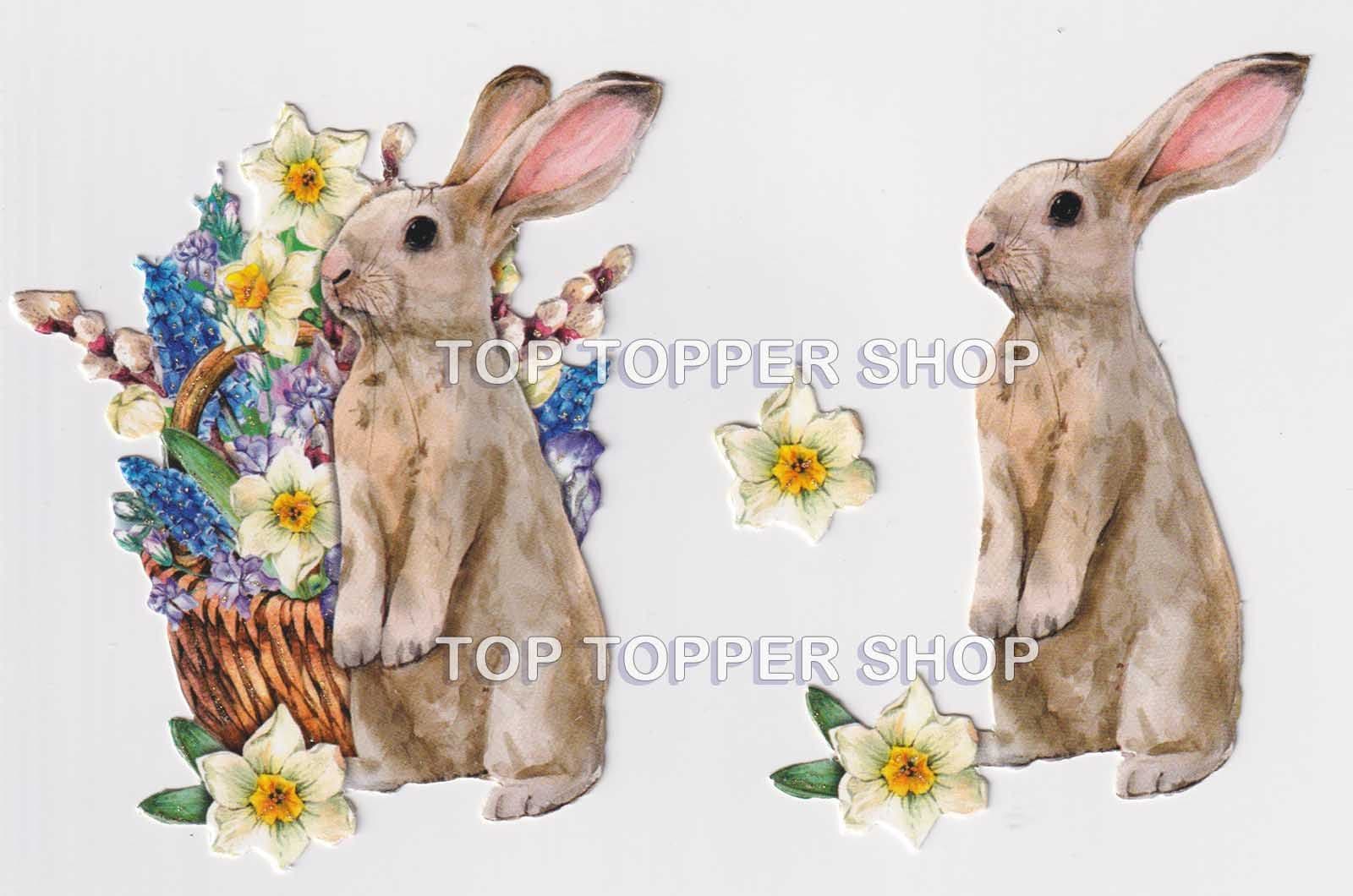 Flower Bunnies 10 Easy 3d Die Cut Easter Decoupage Toppers Hearty ...