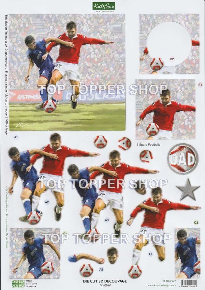 Football A4 Die Cut Decoupage Sheet - Katy Sue Designs