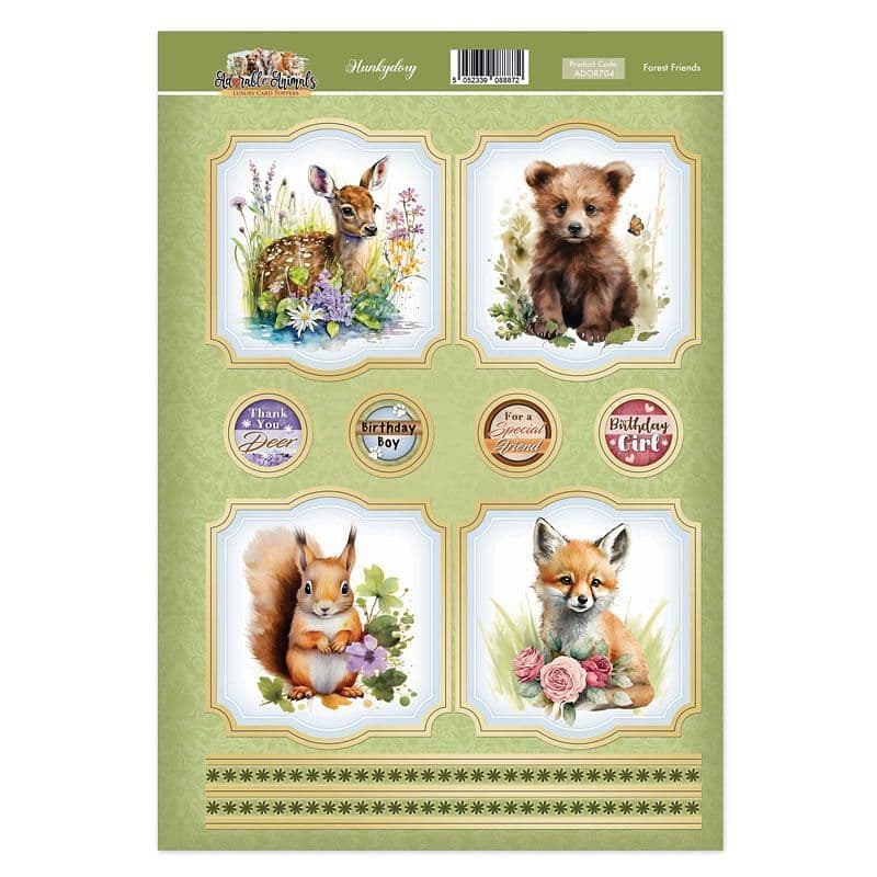 Forest Friends - Hunkydory Adorable Animals Topper Sheet