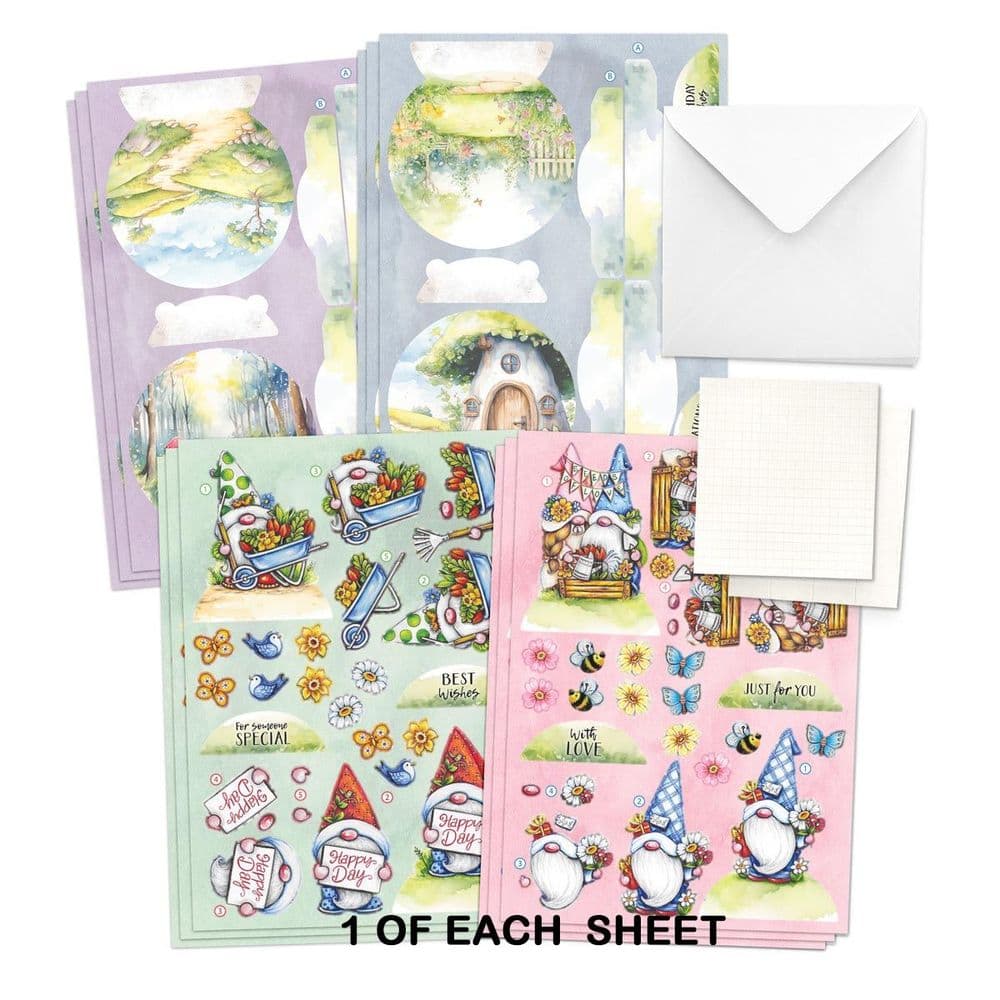Garden Gnomes - Katy Sue Die-Cut Pop Up Card Making Kit - Make 4 Cards