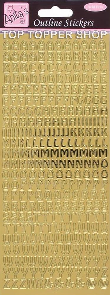 Gold Capital Letters Peel Off Stickers - Docraft Anita s Outline ...