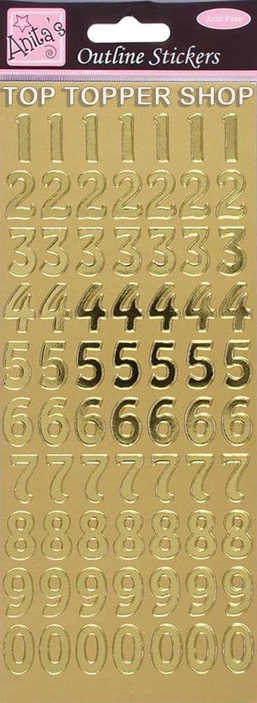 Gold Large Numbers Peel Off Stickers - Docraft Anita s Outline Stickers ...