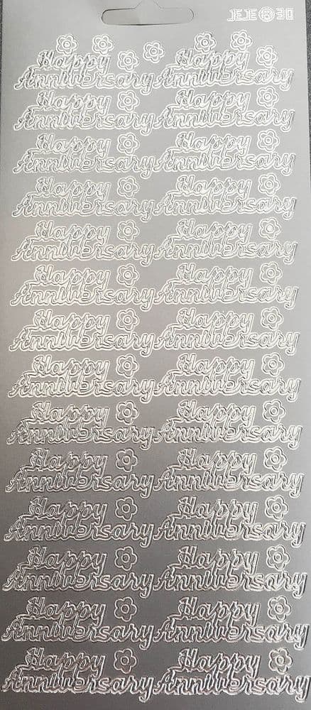 Happy Anniversary Silver Peel Off Stickers JeJe 30