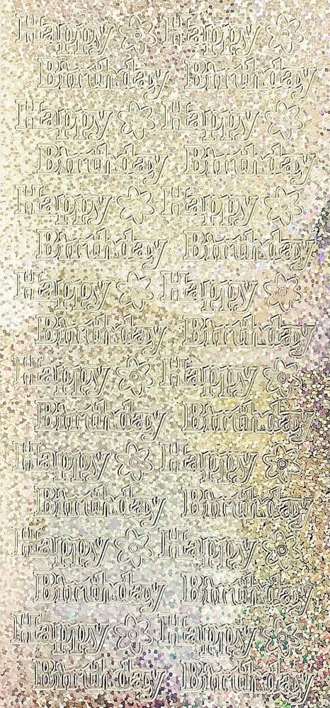 HAPPY BIRTHDAY large HOLOGRAPHIC SILVER PEEL OFF STICKERS JeJe 484571
