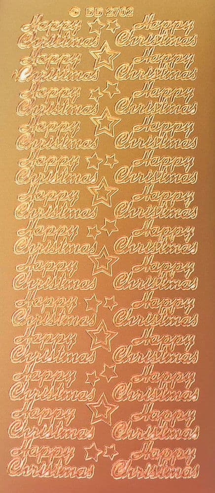 Happy Christmas Bronze Peel Off Stickers Doodey DD2702