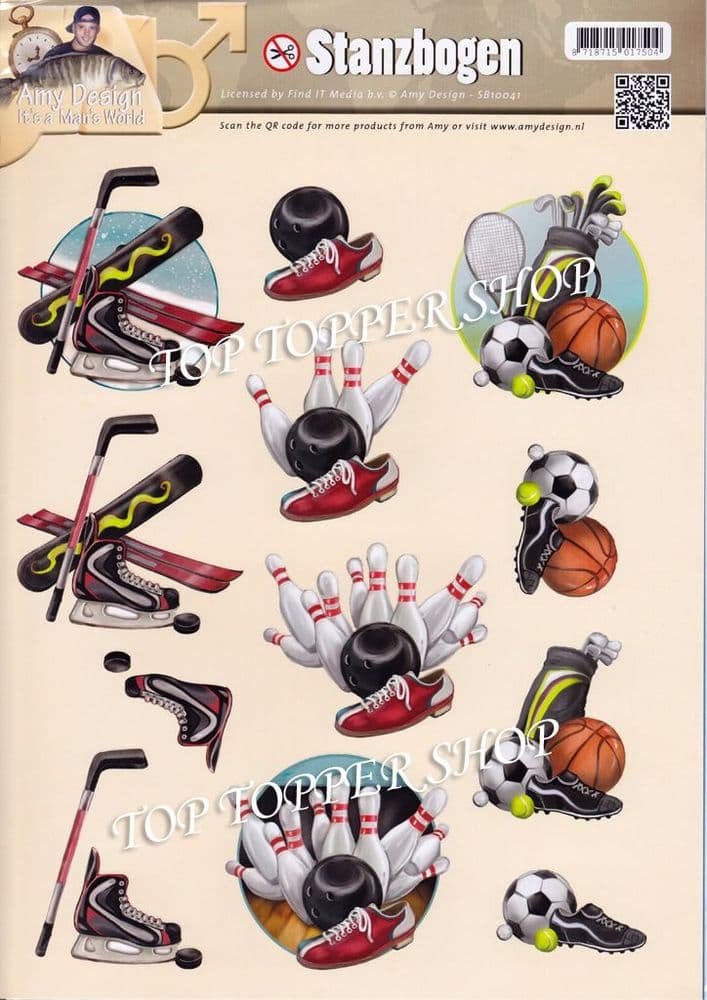 It s a Man s World Sport Die Cut Decoupage Sheet Amy Design Push Out ...