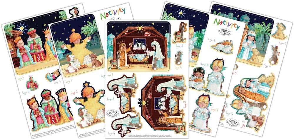 Nativity 10 Sheets Christmas 3D Decoupage Set Craft Consortium