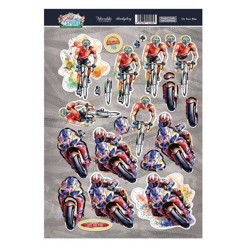 On Your Bike - Hunkydory Good Sport Die Cut Decoupage Topper Sheet