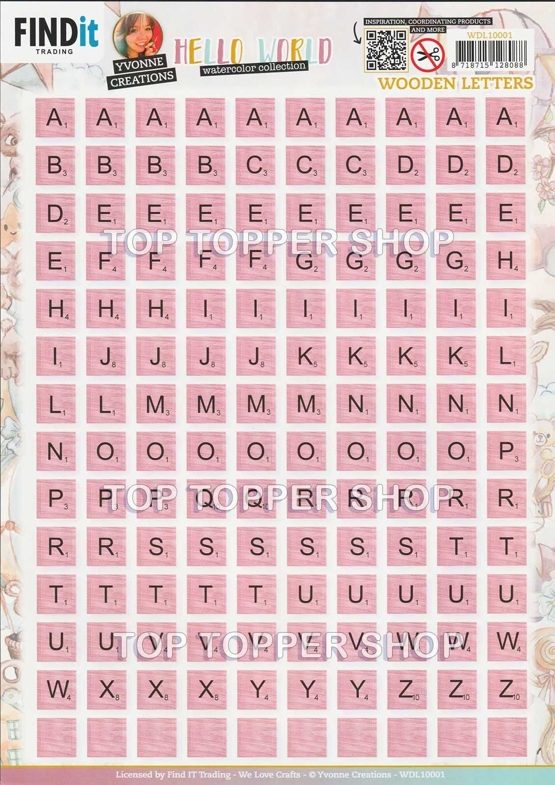 Pink Scrabble Letters A4 Die Cut Paper Embellishments Push Out WDL10001