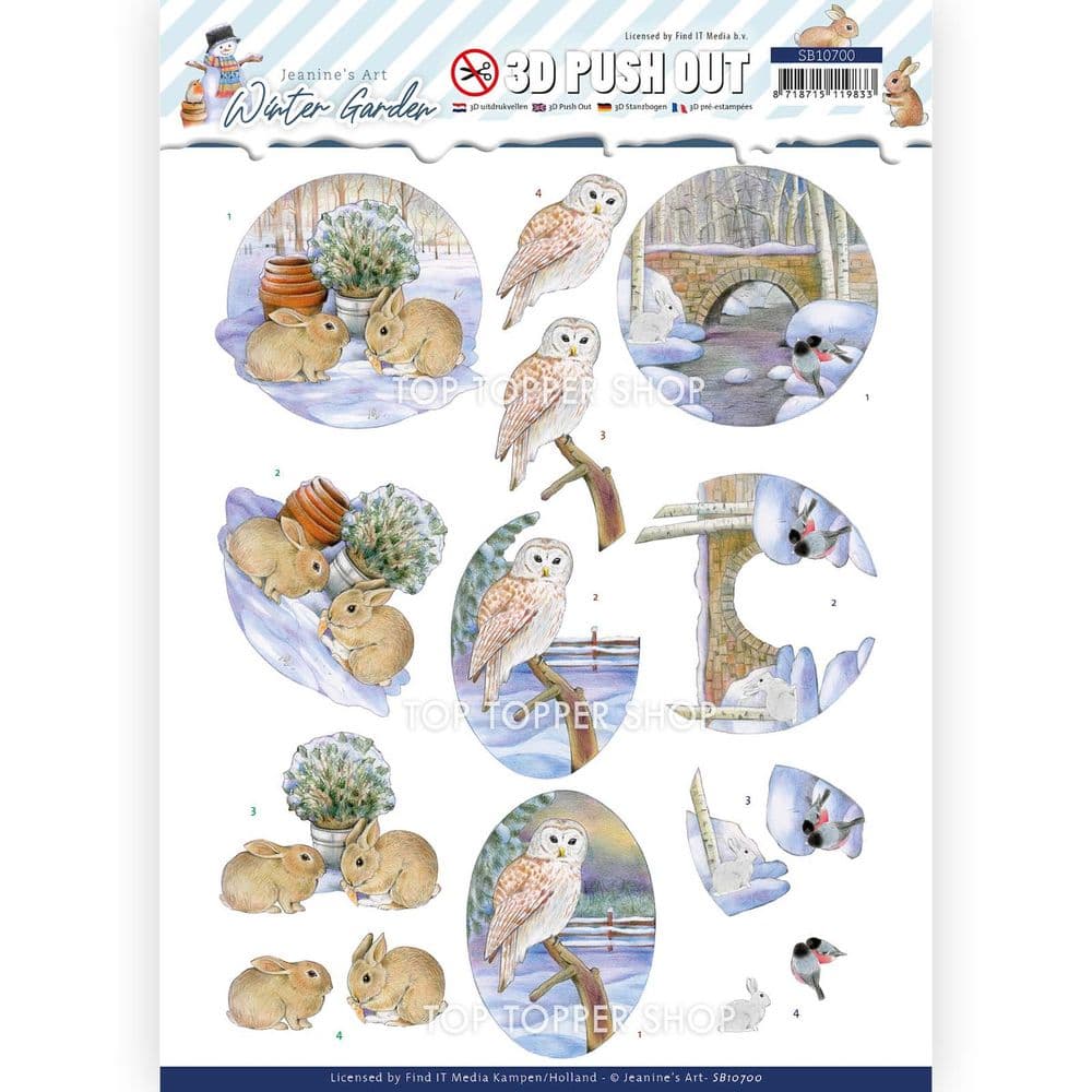 Rabbits Christmas Die Cut Decoupage Sheet Jeanine s Art Push Out SB10700