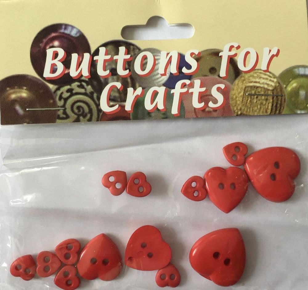 RED HEART BUTTONS FLATBACK BUTTONS FOR CRAFTS