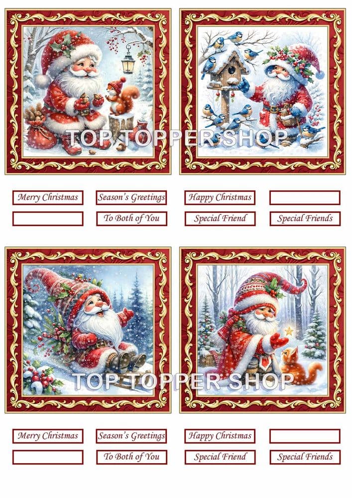 Santa Gnomes - Christmas Toppers for Card Making 290gsm TTSTOPX23