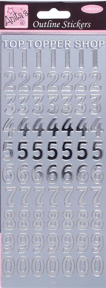 Silver Large Numbers Peel Off Stickers - Docraft Anita s Outline ...