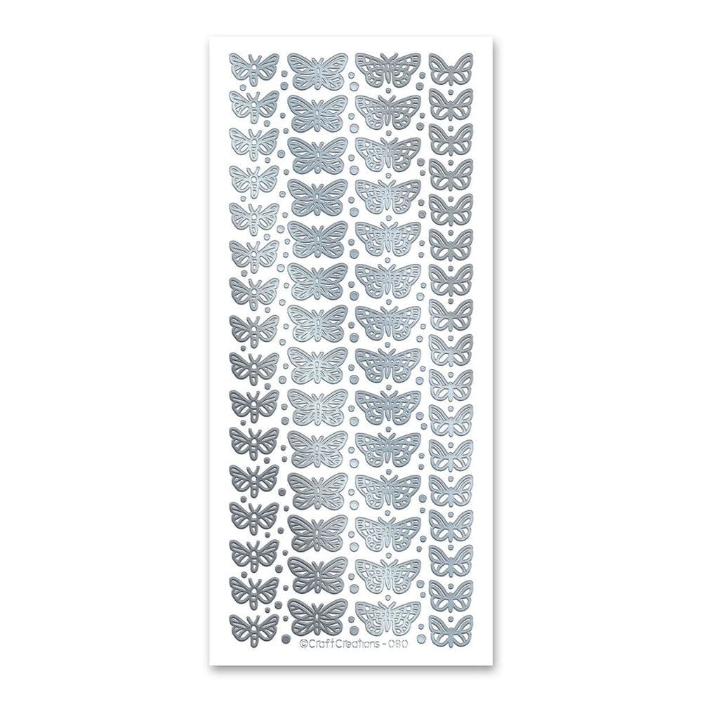 Small Butterflies Silver - Katy Sue Peel Off Stickers