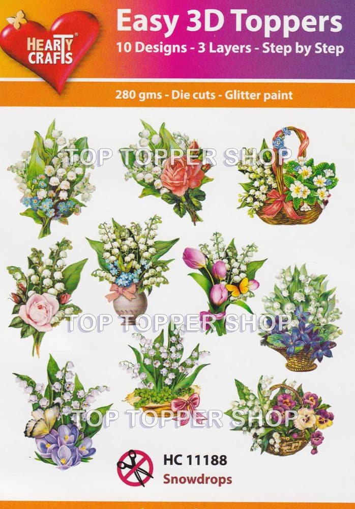 Snowdrops 10 Easy 3d Die Cut Decoupage Toppers Hearty Crafts HC11188