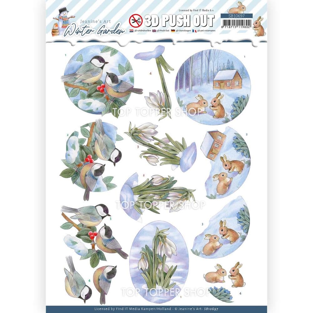 Snowdrops Christmas Die Cut Decoupage Sheet Jeanine s Art Push Out SB10697