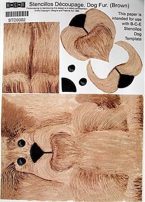 STENCILLO DOG TEMPLATE PAPER BROWN FUR