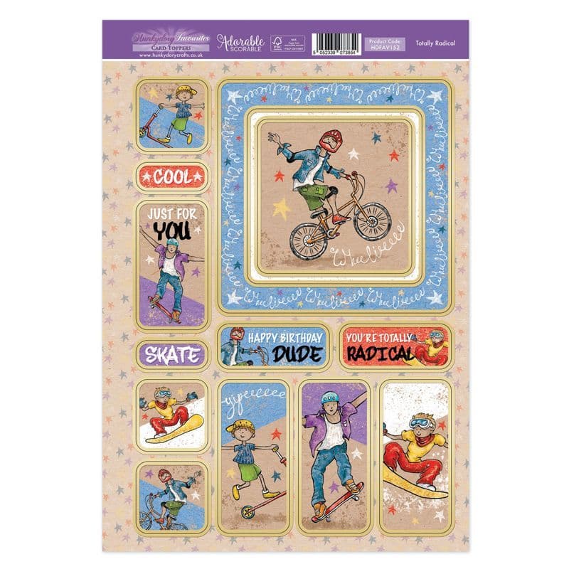 Totally Radical - Hunkydory Favourites Toppers A4 Sheet