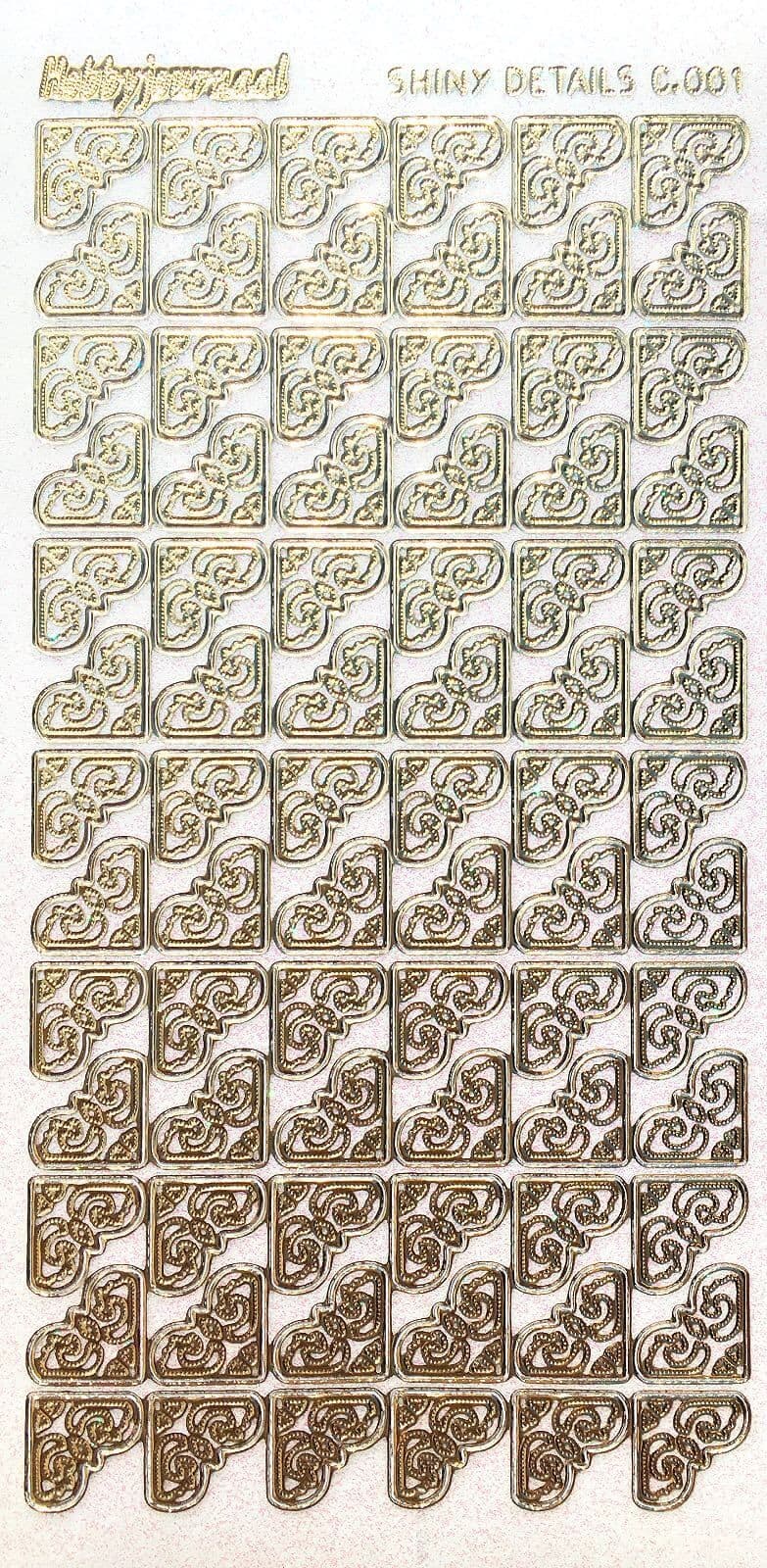 Transparent Glitter & Gold Corners Peel Off Stickers Shiny Details ...