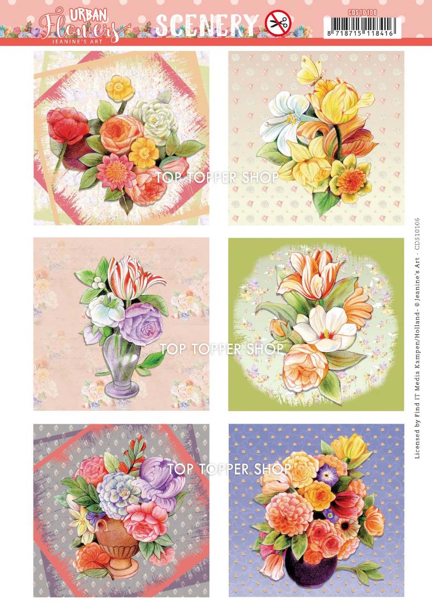 Tulips Square A4 Die Cut Card Toppers Jeanine s Art Push Out CDS10106