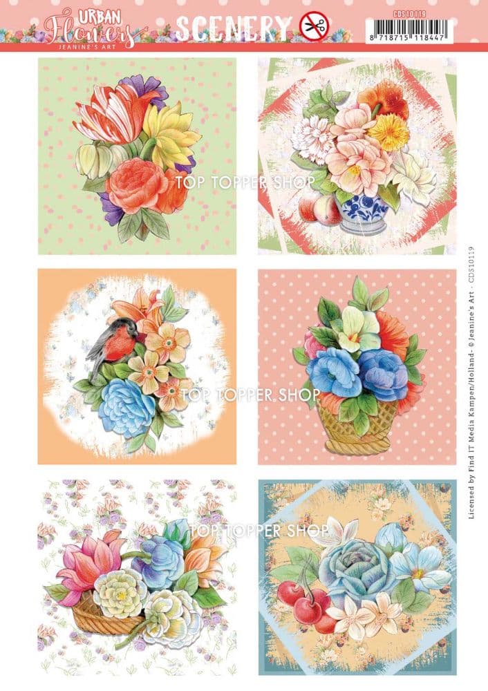 Wild Rose Square A4 Die Cut Card Toppers Jeanine s Art Push Out CDS10119