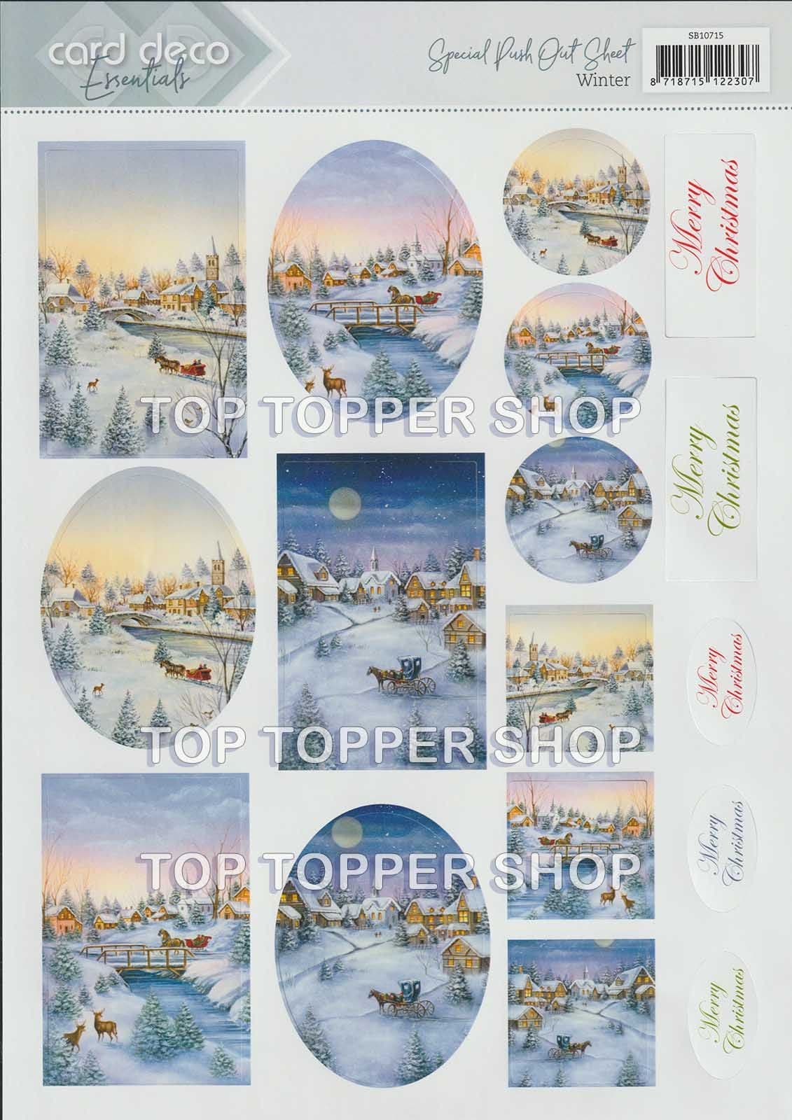 Winter Scenes A A4 Christmas Die Cut Card Toppers - Card Deco Push Out ...