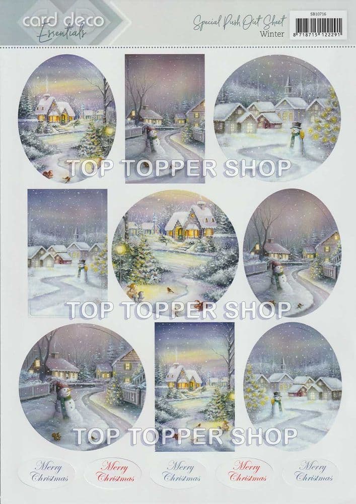 Winter Scenes B A4 Christmas Die Cut Card Toppers - Card Deco Push Out ...