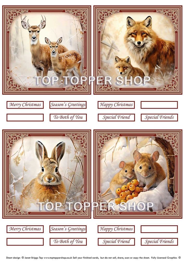 Winter Woodland Wildlife - Christmas Toppers for Card Making 290gsm ...