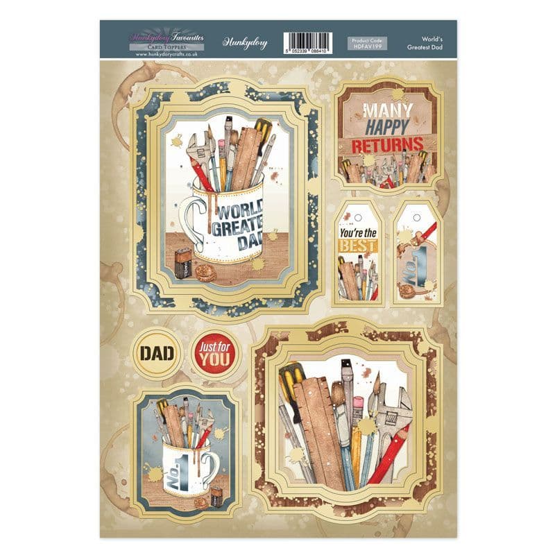 World s Greatest Dad - Hunkydory Favourites Toppers A4 Sheet